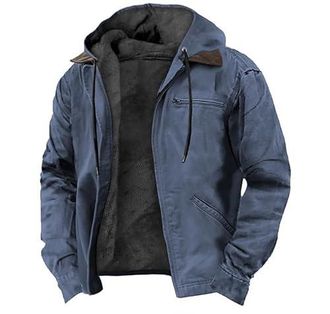 Generic Lininco Vestes &agrave; capuche pour homme avec fermeture &eacute;clair et doublure en polaire, manteau dhiver l&eacute;ger d&eacute;contract&eacute; &eacute;pais avec poche, bleu clair, 6XL