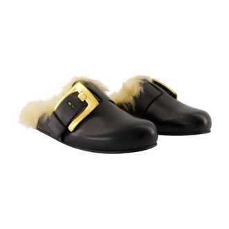 Balmain Womens Anthem Slipper Black Calfskin