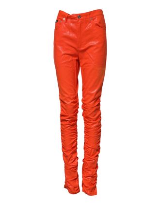 Dolce & Gabbana Womens Orange Cotton High Waisted Denim Jeans Clothing