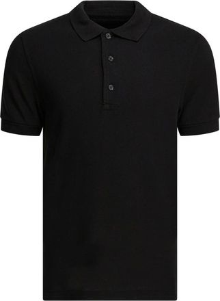 Tom Ford Homme, Tops, Noir, Taille: 2XL Polo Piqu&eacute; en Lyocell