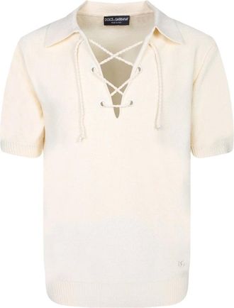 Dolce & Gabbana Homme, Tops, Blanc, Taille: XL Polo en Piqu&eacute; de Coton avec Logo Appliqu&eacute;