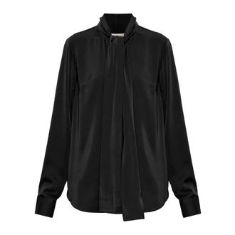 Michael Kors Satin-Bluse mit Schleife - - Blouses & Shirts - Damen - Schwarzk - XS