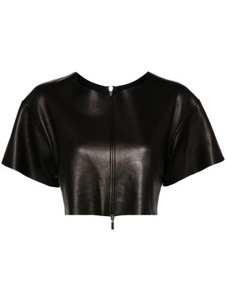Maticevski t-shirt en cuir crop - Noir