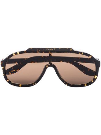 Gucci lunettes de soleil &agrave; monture pilote - Marron