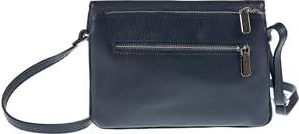 Pierre Cardin Sac &agrave; bandouli&egrave;re pour femme en cuir v&eacute;ritable Made in Italy 26 x 18 x 4 cm 1994, bleu marine, Taille unique