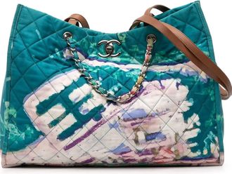 Chanel sac à main matelassé à logo CC (2010-2011) - Bleu