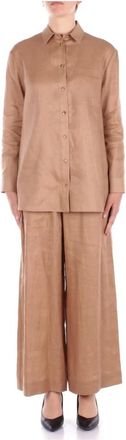 Max Mara Femme, Blouses et Chemises, Brun, Taille: 44 FR Linen Shirt
