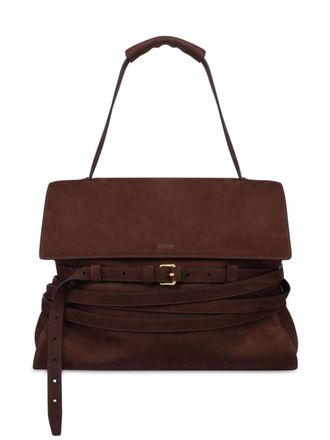 Moschino sac porté épaule Tie Me en cuir - Marron