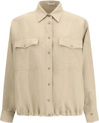 Brunello Cucinelli Femme, Vestes, Beige, Taille: 38 FR Chemise Fluide en Twill