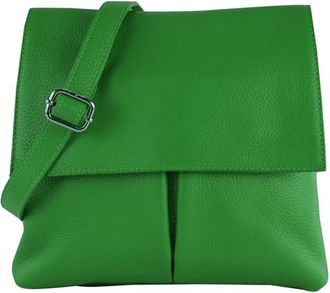 modamoda.de T63LEDER - Sac à bandoulière en cuir pour femme, Vert feuille, Small
