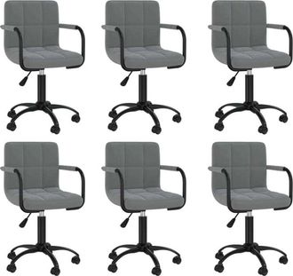 vidaXL Chaises pivotantes à manger lot de 6 gris foncé velours vidaXL