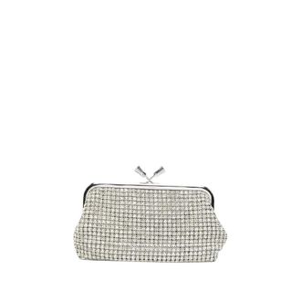 Anya Hindmarch Pochette orn&eacute;e de cristaux et fermoir &agrave; pompon - Femme - Sacs - Blanc - Taille: ONE Size
