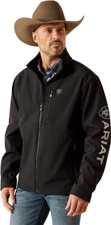 Ariat Mens Logo Softshell Jacket Long Sleeve in Black, Size 3X-Large, by Ariat