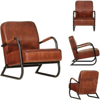 vidaXL Sessel Braun Echtleder - Ledersessel - Esszimmerstuhl - Wohnzimmersessel - TV-Sessel - Designer Sessel