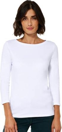 Cecil Boatneck Basic T-Shirt en Coton avec col Bateau pour Femme, Blanc., XS