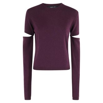 Federica Tosi Femme, Pulls, Violet, Taille: 38 FR Pull col rond foncé avec manches amovibles