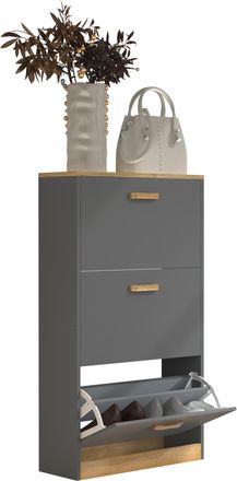 VCM Holz Regal Kipper Schuhregal Schuhschrank Schuhkipper 3 Klappen Halom M