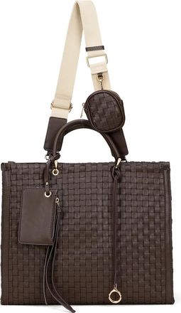 Oltre Femme, Sacs, Brun, Taille: ONE Size Sac tonneau tiss&eacute; avec pochette