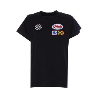Pinko Garagen-Themen Crewneck T-Shirt - - Tops - Damen - Schwarzk - M