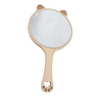 Minkissy Handspiegel mit Katzenohren aus Holz Hochwertiger Kosmetikspiegel f&uuml;r M&auml;dchen und Tragbar f&uuml;r Make-up f&uuml;r Beauty