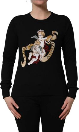 Dolce & Gabbana Femme, Pulls, Noir, Taille: 40 FR Pull ras du cou