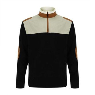 Generic Pull Homme Sans Capuche Sweatshirt 1/4 Fermeture &Eacute;clair Manches Longues Coudes Patchs Pull de Travail Printemps Sport Sweater D&eacute;contract&eacute; Streetwear p