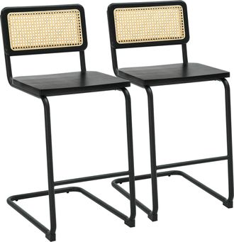 Oviala 2 Hochst&uuml;hle aus Metall und Holz, Schwarz