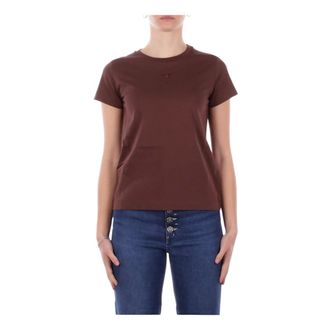 Pinko Pinko, Femme, Tops, Brun, Taille: 42 FR T-shirt Logo Avant