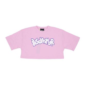 Disclaimer Pink Logo Strass Crop Tee - - Tops - Damen - Rosa - L