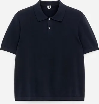 Arket Feinstrick-Poloshirt -Blau