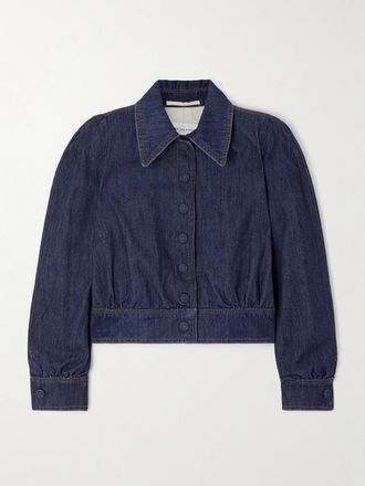 Dries Van Noten Verk&uuml;rzte Jeansjacke - Blau
