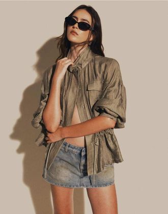 Lioness Rhode - Cargo-Minirock aus Baumwollmix in blauer Vintage-Stone-Waschung