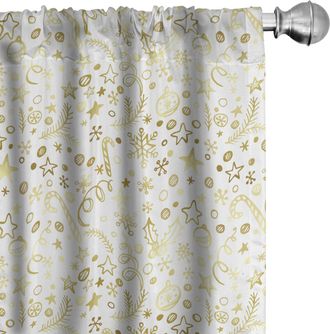 Abakuhaus Weihnachten Vorhänge, Gardinen, Doodle wirbelt, Fensterbehandlungen für Wohnzimmer Schlafzimmer Dekor, 2 Stück 75 cm b x 225 cm h, Gelb und Sepia