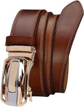 Generico Bracelet en cuir v&eacute;ritable automatique &agrave; la mode avec boucle en alliage pour hommes, v&ecirc;tements de travail, bracelet en cuir v&eacute;ritable, Brown1, 130