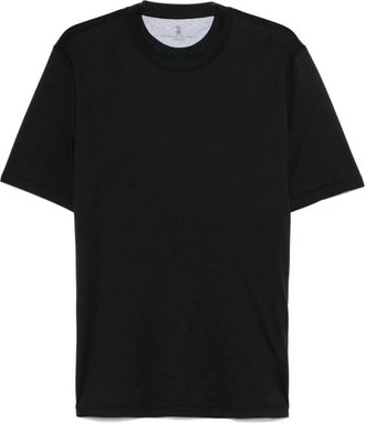 Brunello Cucinelli Homme, Tops, Noir, Taille: M T-shirt &agrave; col rond