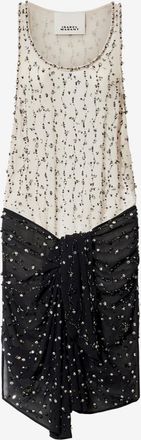 Isabel Marant Robe Milea En Soie - Femme - Noir Et &Eacute;cru - Taille34 - Isabel Marant