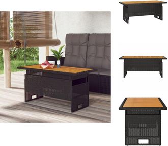 vidaXL Gartentisch Schwarz 100x50x43/63 cm Akazienholz & Poly Rattan - Gartentisch - Esstisch - Terrassenm&ouml;bel - Akazienholz - Polyrattan