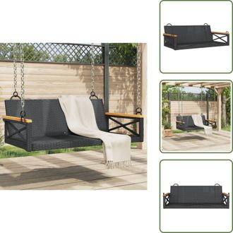 vidaXL The Living Store - H&auml;ngebank Schwarz 109x62x40 cm Poly Rattan - Gartenschaukel - Outdoor M&ouml;bel - Gartenbank - H&auml;ngebank - Polyrattan