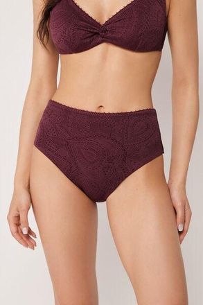 Calzedonia Bikinihose Mit Hohem Bund Precious Jacquard Bordeaux