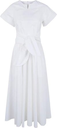 Patou Femme, Robes, Blanc, Taille: 38 FR Robe Midi Nou&eacute;e &agrave; Manches Courtes