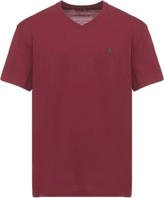 Ralph Lauren Homme, Tops, Rouge, Taille: L Pony Embroidered V-Neck T-Shirt