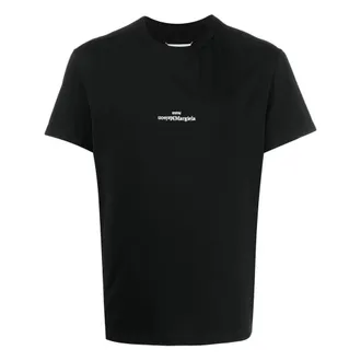Maison Margiela Homme, Tops, Noir, Taille: S T-shirt en coton à logo déformé