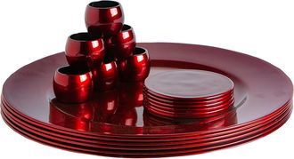 Argon Tableware Metallic Ladeplatten Set - 18pc - Dunkelrot