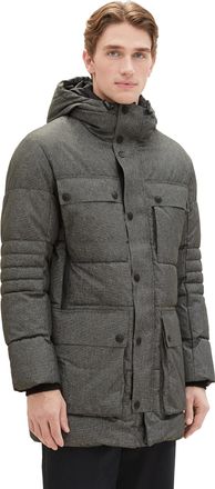 Tom Tailor Herren Technical Winterparka mit aufgesetzten Taschen, grey garment dye structure, XL