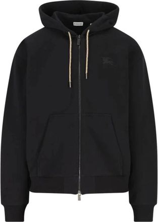 Burberry Homme, Sweatshirts et sweats &agrave; capuche, Noir, Taille: S Check Hood Cotton Zip Sweat &agrave; capuche