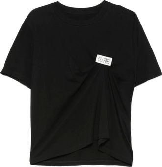 Maison Margiela Femme, Tops, Noir, Taille: 38 FR Gathered Jersey T-Shirt
