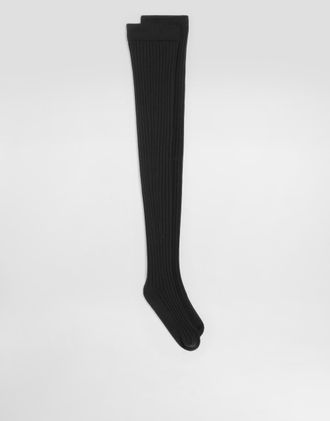 Dolce & Gabbana Ribbed Stay-up Socks - Frau Socken Schwarz Xl