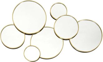 The Home Deco Factory HD4391, Decorative Round Mirror in MDF Wood, Modern and Asymmetrical Design, Ideal for Living Room or Bedroom, Elegant Finish, 57 x 35 cm, Gold