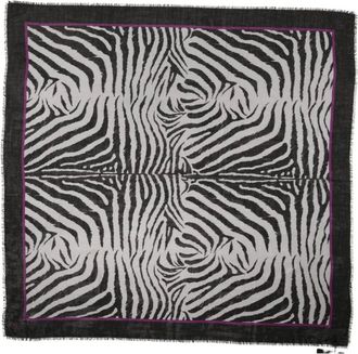 Dolce & Gabbana Homme, Accessoires, Noir, Taille: ONE Size Ch&acirc;le &agrave; Motif Z&eacute;br&eacute; avec D&eacute;tails de Franges