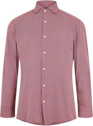HUGO BOSS Herren Geometric Oxford Hemd mit Spread-Kragen und langen &Auml;rmeln (Braun)